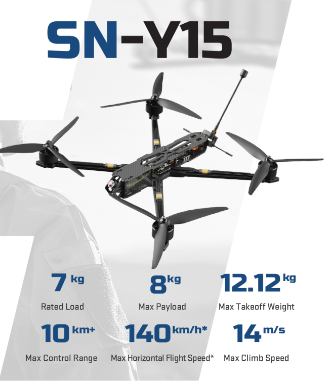 SN-Y15 FPV drone front view showing design and construction