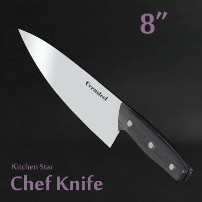 China 8 polegadas que descascam a faca de cozinha de Cerasteel com o punho de madeira de Pakka à venda