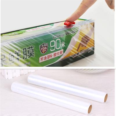 China Low Price Transparency Food Grade Roll Wrap PE Cling Film for sale