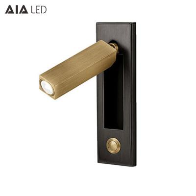 China Recessed mounted bedside reading light led reading wall light 3W rotate bedroom headboard wall light for hotel en venta