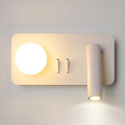 China White Reading acrylic ball Wall Lamp 3W +5W Interior Bedroom Bedside Desk Wall Sconce Light Fixture For Indoor Hotel for sale