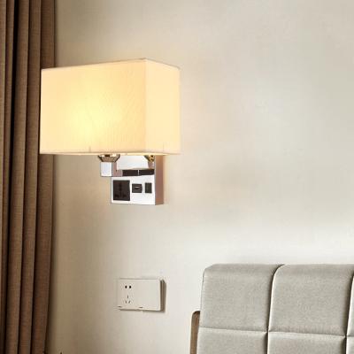 China bedside wall lamp with socket USB led bedroom wall lamp E27 holder five star hotel bedhead wall light for villa for sale