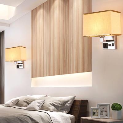 China bedside wall lamp with socket USB led bedroom wall lamp E27 holder five star hotel bedhead wall light for villa for sale