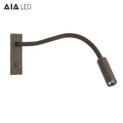 China La lámpara de pared montada ahuecada del cuello de cisne llevó la luz llevada 3W ajustable de la pared de la cabecera de la luz de la lectura del cabecero en venta