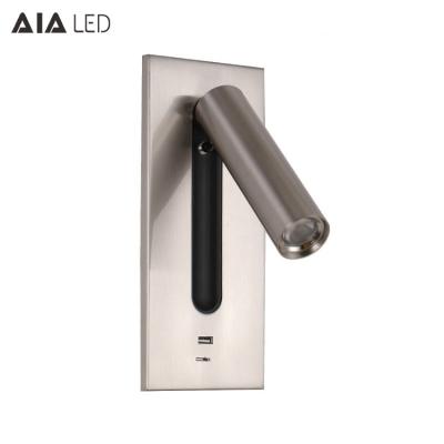 China Brushed bedside wall light embed mounted bed wall lamp inside 3W led wall bedroom lights for sale