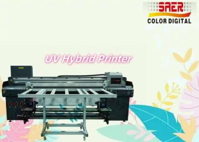 China SAER 1.8M Roll To Roll & Flatbed Digital UV Hybrid Printer CMYKW Varnish for sale