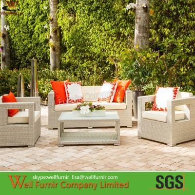 China Supply 4-PC Rattan Lesiure Sofa, Wicker Conversation Sofa, White Sand Sofa, Manufacturer for sale