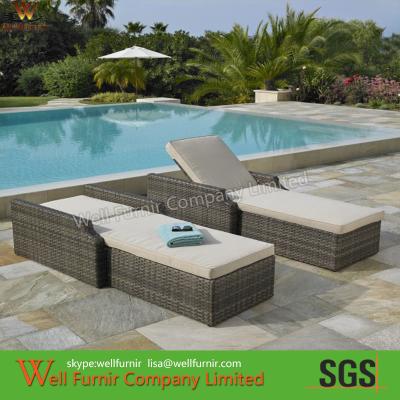 China Supply Luxury Sun Lounger, Poolside Double Chaise Lounge, Rattan Poolside Furniture, for sale