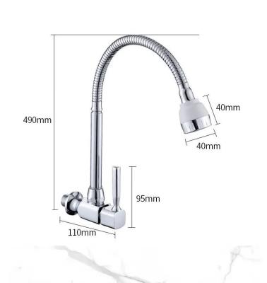 Cina Flusso di acqua fredda a muro a manico singolo corpo in ottone rubinetto da cucina per il mercato OEM in vendita