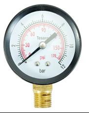 China 50 radial gauge, electrophoresis iron shell side connection, air pressure gauge copper connector, air compressor gauge for sale