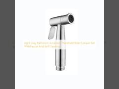 Light Grey Bathroom Accessory Handheld Bidet Sprayer Set With Faucet And Self Cleaning