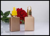 China Gold Flat Square Glass Bottle E liquid Comestic Use Rectangle Dropper Bottle for sale