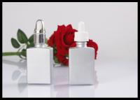 China Gold Flat Square Glass Bottle E liquid Comestic Use Rectangle Dropper Bottle for sale