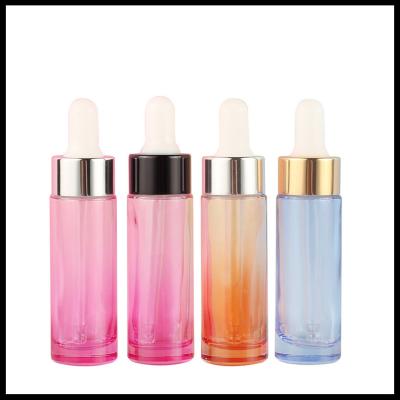Cina Bottiglia cilindrica di vetro colorata del contagoccia, bottiglia cosmetica 20ml dell'essenza dei sieri in vendita