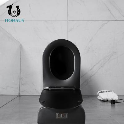 Cina Appartamenti Nero Bagno senza bordo Lavabo WC Due pezzi Commode Nessuna macchia in vendita