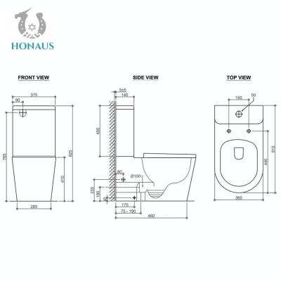 Cina Appartamenti Nero Bagno senza bordo Lavabo WC Due pezzi Commode Nessuna macchia in vendita