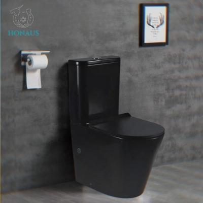 Cina Appartamenti Nero Bagno senza bordo Lavabo WC Due pezzi Commode Nessuna macchia in vendita