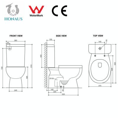 中国 S/P トラップ ツーピース トイレ ボウル ダブル スルッシュ ウォーター クローゼット OEM ODM 可用 販売のため