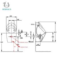 China Water Saving Wall Mounted Ceramic Urinal 642x332x380mm Splash Proof Sensor Flush for sale