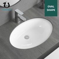China Ceramic Inset Basin Undermount Sink 555x365x185mm Customizable Size Rectangle Oval Shape for sale