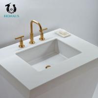 China Rectangular Undermount Ceramic Basin 575x420mm Inset Washbasin with Overflow for sale