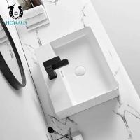 China Modern Ceramic Countertop Basin 600mm Rectangular Above Counter Sink Single Hole for sale