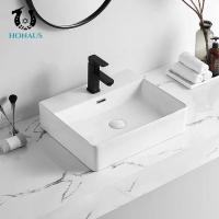 China Modern Ceramic Countertop Basin 600mm Rectangular Above Counter Sink Single Hole for sale