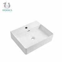 China Modern Ceramic Countertop Basin 600mm Rectangular Above Counter Sink Single Hole for sale