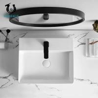 China Modern Ceramic Countertop Basin 600mm Rectangular Above Counter Sink Single Hole for sale