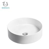 China Customized Round Countertop Basin 410x410x155mm Ceramic Above Counter Sink with Overflow for sale