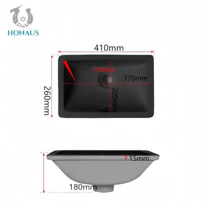 China Rectangular Under Mounted Bathroom Inset Basin Matt Black CE CUPC for sale