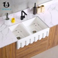 China Ceramic Inset Basin 832x438mm Single Dual Sink Undermount White Multi Function for sale