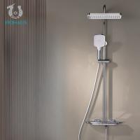 China Brass Exposed Shower Set Three Outlets Multi Mode Handheld Chrome Wall Mounted for sale