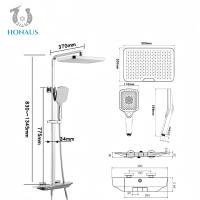 China Brass Exposed Shower Set Three Outlets Multi Mode Handheld Chrome Wall Mounted for sale