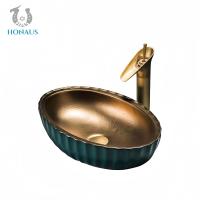 China Customizable Electroplated Ceramic Countertop Basin Egg Shape 1280°C High Temperature Kiln for sale