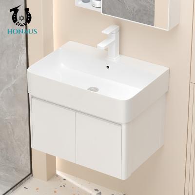 Cina Pratico bagno muro appeso vasca di ceramica galleggiante vanità con armadio bianco in vendita