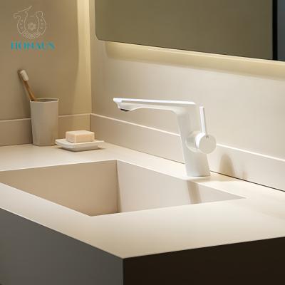 Cina Luxury Wash Basin Faucet Brass Electroplated Surface Mixer White Premium Ceramic Core in vendita