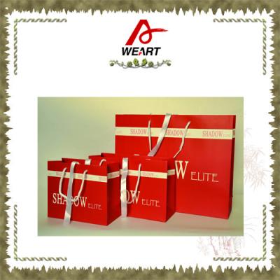 China Fashion Black Custom Paper Shopping Bags With Cotton / Ribbon Handle for sale