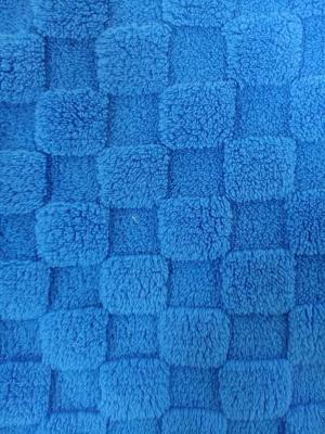Cina 150 cm-170 cm Velletto di cotone a quadri blu intenso a doppio lato ricoperto di jacquard riciclato in vendita