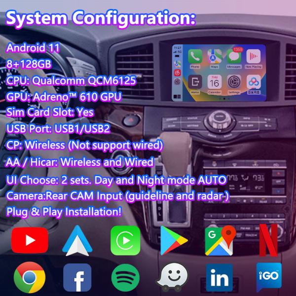 Lsailt 8 pollici Android Multimedia Carplay Interface Screen per il 2011-2017 Nissan Quest E52