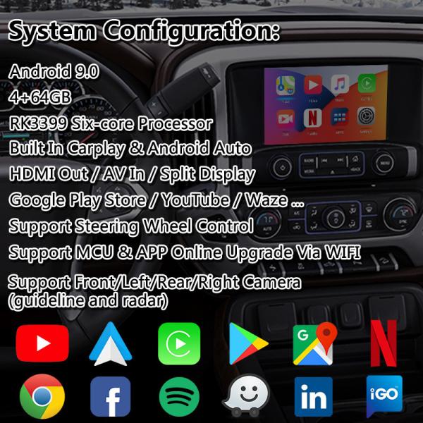 Multimedia 4+64GB Android Carplay schließen für Chevrolet Silverado Camaro an Android-Auto an