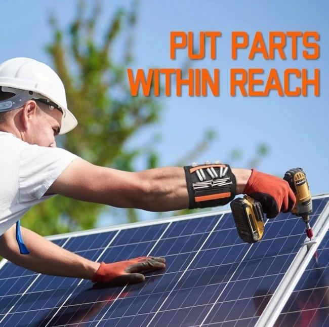 Wristband with Strap Strong Magnets Holds Nails Drill Bit Nuts Storage