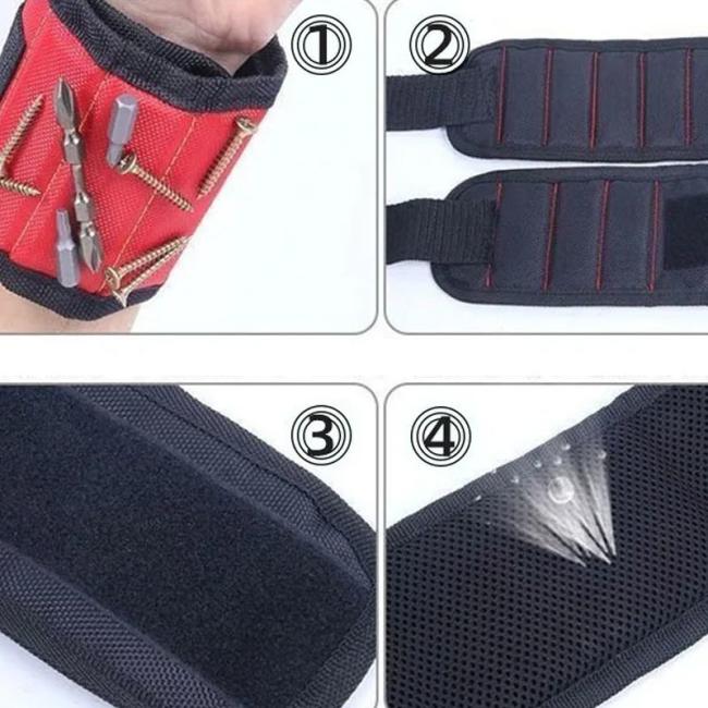 Magnetic Wristband for Holding Screws Wrist Tool Holder Belts with Strong Magnets with Telescopic Pickup Tool Woodworking Tools