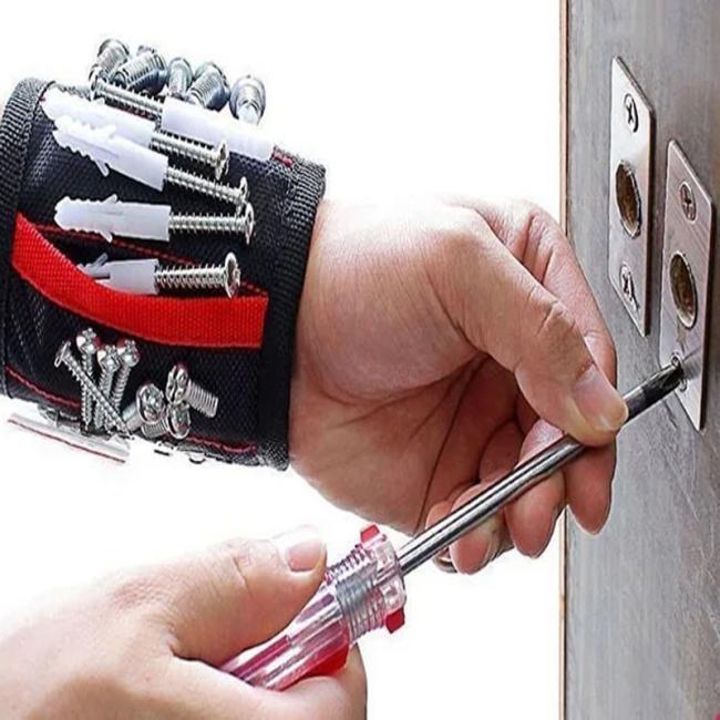 Magnetic Wristband for Holding Screws Wrist Tool Holder Belts with Strong Magnets with Telescopic Pickup Tool Woodworking Tools