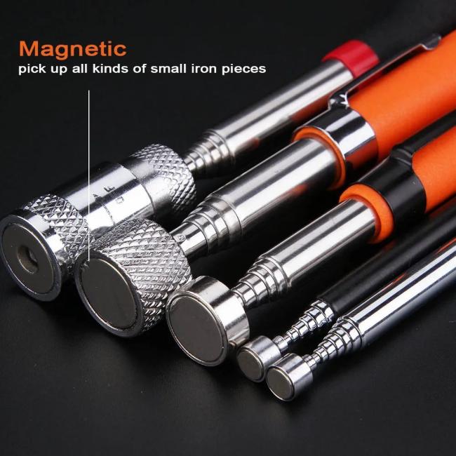 Telescopic Magnetic Pen with Light Portable Magnet Pick-up Tool Extendable Long Reach Pen Tool for Picking up Tools