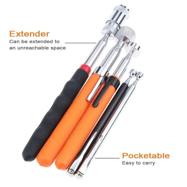 Telescopic Magnetic Pen with Light Portable Magnet Pick-up Tool Extendable Long Reach Pen Tool for Picking up Tools