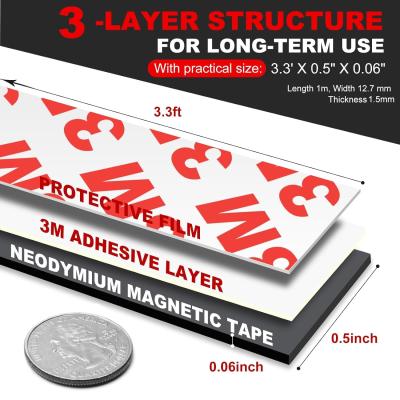 Cina Flessibile Neodimio Magnetic Tape Strips Roll Con Forte 3M Adesivo Sostituzione Per Parete DIY in vendita
