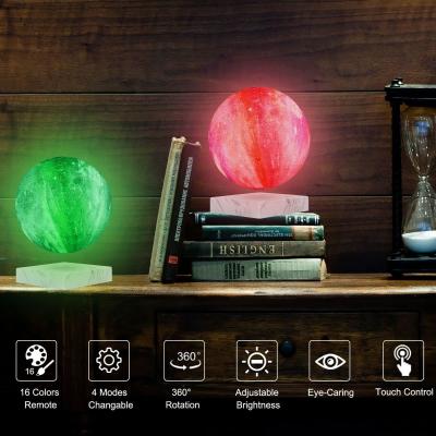 Cina Rotation resina lampada di levitazione magnetica Globo lunare galleggiante con 16 colori 3D in vendita