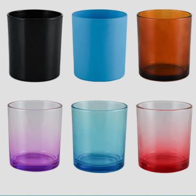 China Dustproof Candle Jars With Wooden Lids , Multiscene Colored Glass Candle Jars for sale