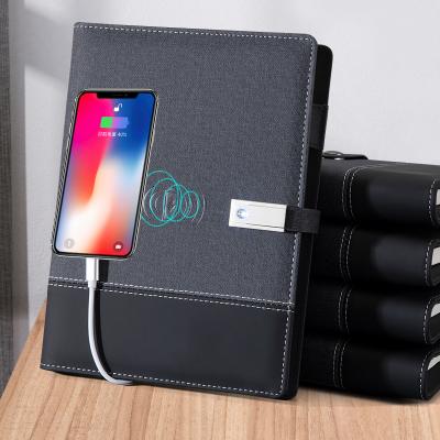 China Custom A5 Leather 8000mAh Power Bank Notebook Wireless USB Charging Personalized for sale